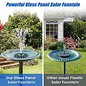 Yzert Solar Fountain Pump Full Glass Blue Panel No Battery, 3.5W Solar Bird Bath Fountains with 4 Fixed Rods & 8 Nozzles, 2023 Bird Bath Fountains Solar Power for Outdoor, Garden, Pond, Pool