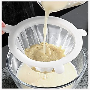 SYJINHUASY Kitchen Ultra-Fine Nylon Mesh Strainer Food Yogurt Mesh Sieve Plastic Mesh Colander with ​Handle Mini Brine Shrimp Separation Net for Filtering Juice Juice Milk Honey (200Mesh)