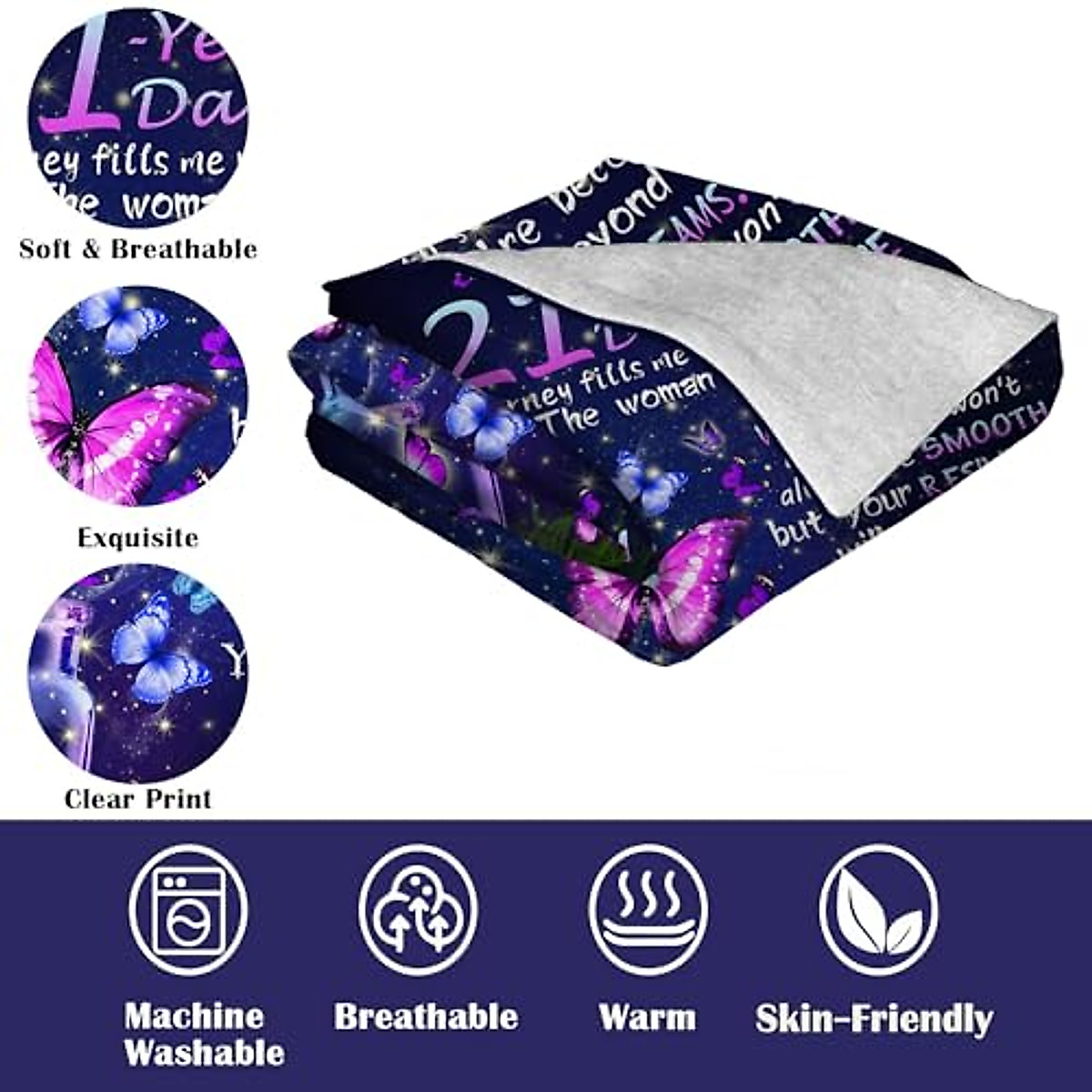 CUDEVS 21st Birthday Gifts for Women, 21st Birthday Gifts for Her, 21st Birthday Gifts Blanket, 21 Birthday Gifts for Her, 21st Birthday Gift Ideas, 21st Birthday