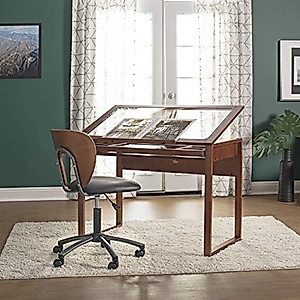 Vintage Rustic Oak Drafting Table, Top Adjustable Drafting Table Craft Table Drawing Desk Hobby Table Writing Desk Studio Desk, 42''W x 30''D & Studio Designs Ponderosa Chair in Sonoma Brown 13249