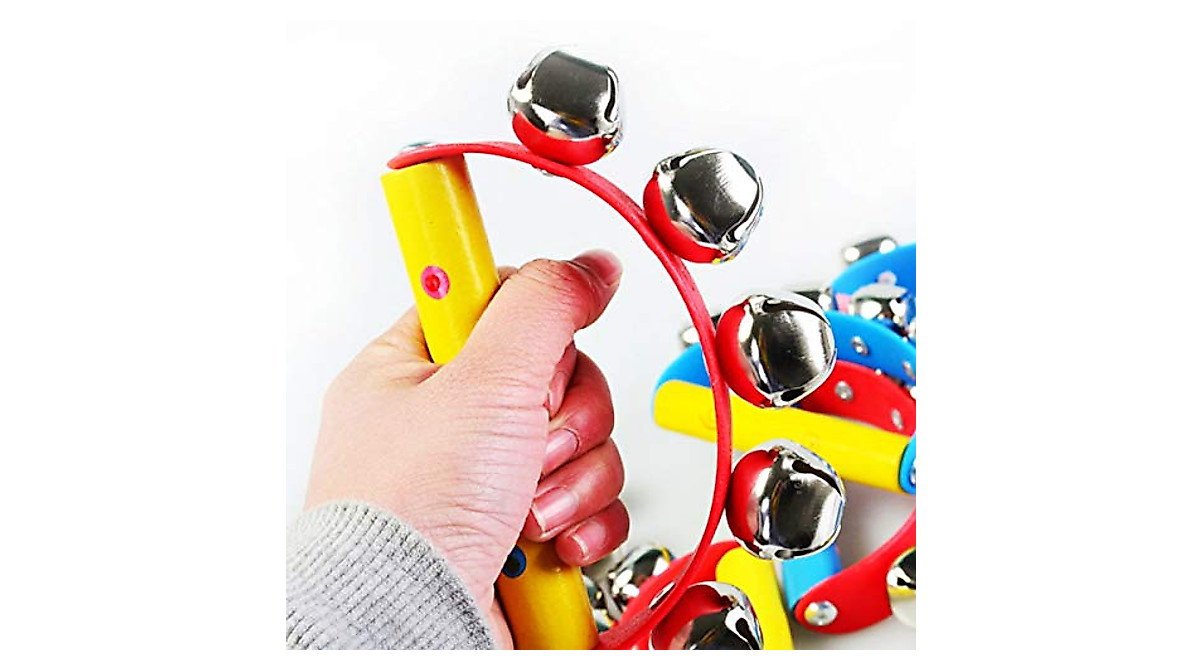 Vivid Rainbow Handle Wooden Bells for Kids | Musical Toys for 3+