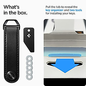 Spigen Valentinus Key Chain Key Holder Leather Key Organizer Minialist Compact Keyholder with Key Ring - Black