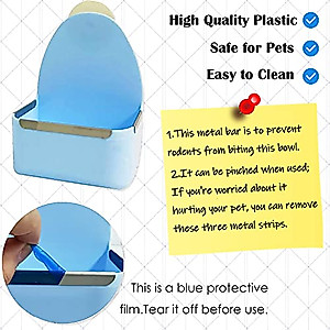 kathson Food and Water Bowl Cage Feeder for Rabbits Dish Feeder Removable Hanging Spill Proof Anti Bite for Rabbit, Guinea Pig, Chinchilla, Hamster, Ferret (Blue)