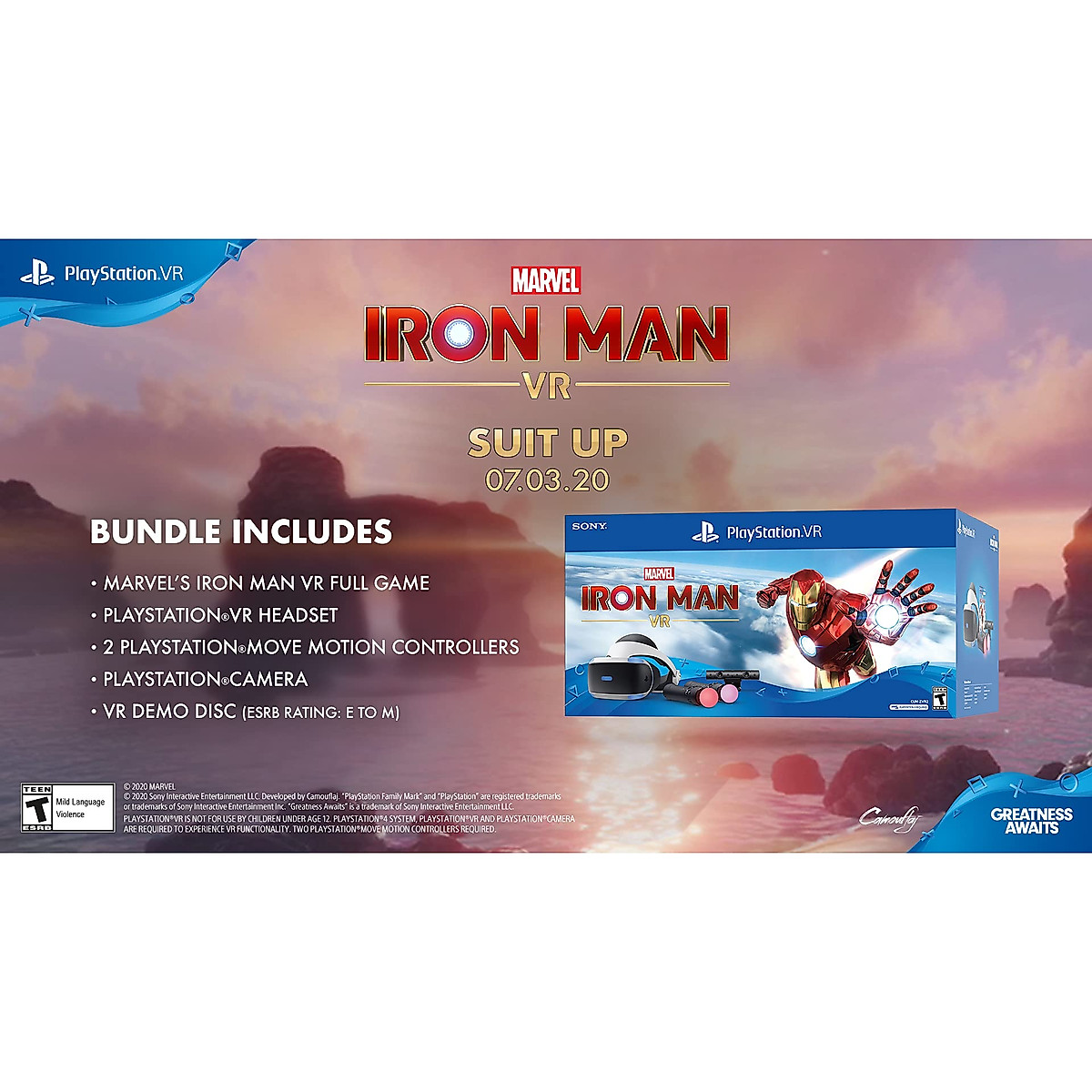 Play-Station VR Marvel's Iron Man VR Gaming Bundle: Play-Station VR Headset, Camera, 2 Move Motion Controllers, Marvel's Iron Man VR Digital Code