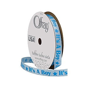 Offray, Blue Baby Celebration Craft Ribbon, 3/8-Inch x 12-Feet