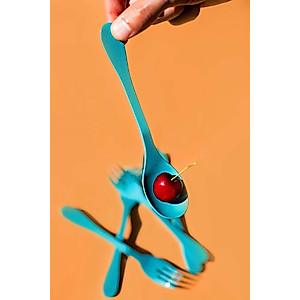 Knork Eco Plant Based 24 Pack Reusable Bamboo Flatware Set (BLUE)