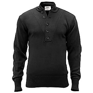 Rothco 5-Button Acrylic Sweater, Black, X-Large