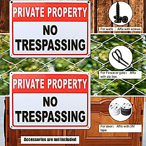 Abuff Private Property Sign, 10-Pack No Trespassing Aluminum Warning Sign - 10"x 7" .04"- Outdoor Use for Home Yard Business Driveway Alert, Reflective, UV Protected & Waterproof