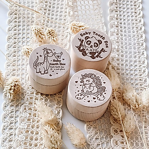 PLIGREAT 3Pcs Baby Tooth Box, Wooden Teeth Storage Box, Cute Tooth Keepsake Box Tooth Fairy Boxes for Kids Boys Girls Tooth Containers Tooth Organizer, Baby Shower Presents Children's Birthday Gifts