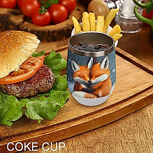 Snowy Fox Insulated Tumbler with Lid Stainless Steel Coffee Mug Cute Wine Tea Water Cup White-style