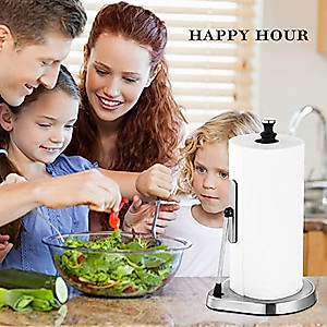 GOODBUY Paper Towel Holder, One- Handed Operation Paper Towel Holder Stand, 304 Stainless Steel Paper Towel Holder, Tension Arm Paper Towel Holder Countertop for Kitchen, Bedroom, Bathroom & Outdoor