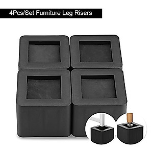 Gavigain 4pcs Set Furniture Riser Furniture Leg Risers PP Plastic Non Slip Riser for Table Desk Bed Sofa Black Color