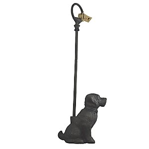 LuLu Decor, Cast Iron Decorative Dog Door Stopper with Rod, Door Stop with Handle (with Rod)