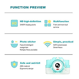 ROMACK Mini Camera, Dual-Camera Kids Camera 24 Million High‑Definition with Photo Stickers for Travel for Children's Toys Gifts