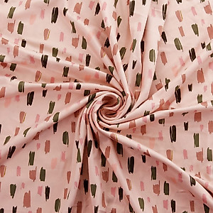 Blush Pink Brush Strokes DBP Fabric - Double Brushed Polyester 4 Way Stretch - 1 yard