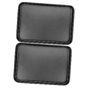 SHOWERORO 2pcs Non-stick Carbon Steel Bakeware Bread Tray Toaster Oven Pan Stainless Steel Bakeware Heavy Duty Roasting Pan Lasagna Pan Carbon Steel Cookie Sheet Household Baking Tray Cake