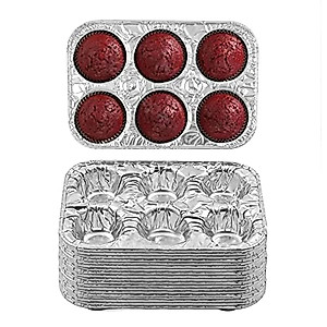 PARTY BARGAINS 6-Cup Aluminum Muffin Pans - 20 Pack, Standard Size Cupcake Pans, Disposable Muffin Tin for Baking (Max 240°C)