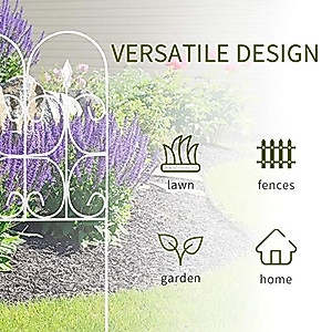 Amagabeli 5 Panel Decorative White Garden Fence 10ft(L) x32in(H) Total Animal Barrier for Dog Coated Metal Rustproof Iron Wire Border Folding Patio Garden Fencing Flower Bed Section Edging ET302
