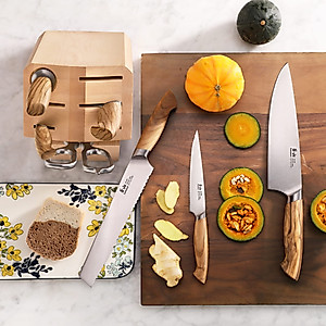 Cangshan OLIV Series 8-Piece Knife Block Set, Forged Swedish 14C28N Steel, Maple Block, 501684