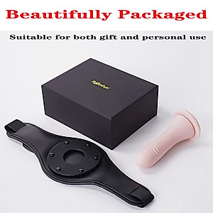 Vilpory Silicone Wearable Dildos Thigh Wear Pants- Strap On Harness Pants Strapless Sex Toys for Men Women Couples Les (L)
