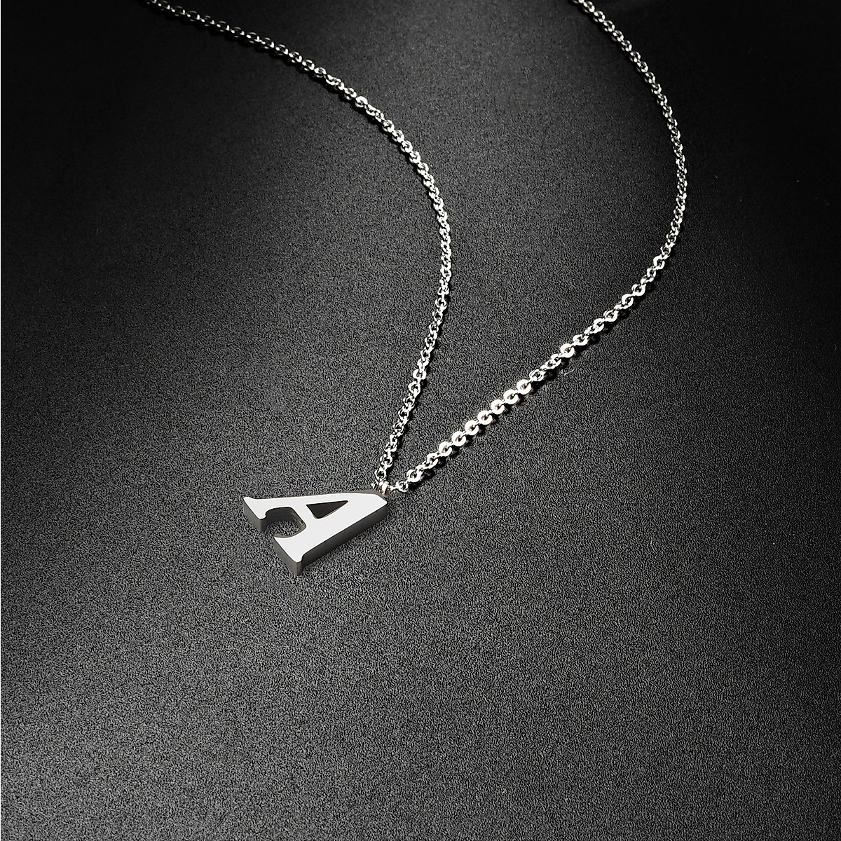 PARTNER Stainless Steel Silver Initial Necklace Alphabet Pendant Necklace 16" with 2" extender Women letter Necklace (Silver Initial A)