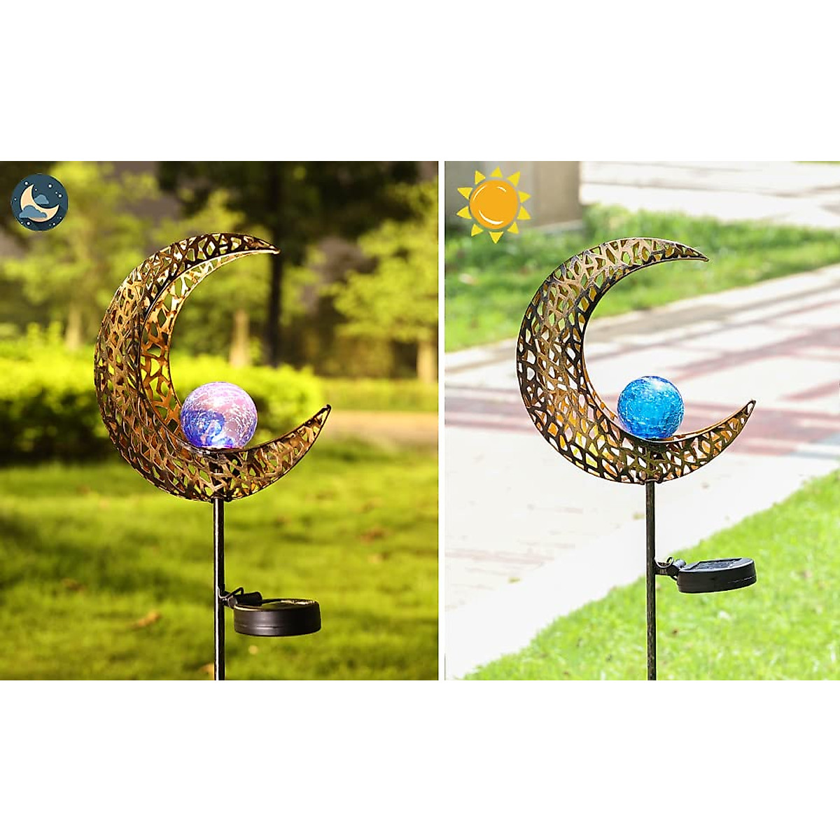 SHICHAO Solar Outdoor Waterproof Lights, Crescent-Shaped Appearance, Suitable for Garden Decoration, can Also be Given to Friends as a Landscape Decoration for Christmas Parties.