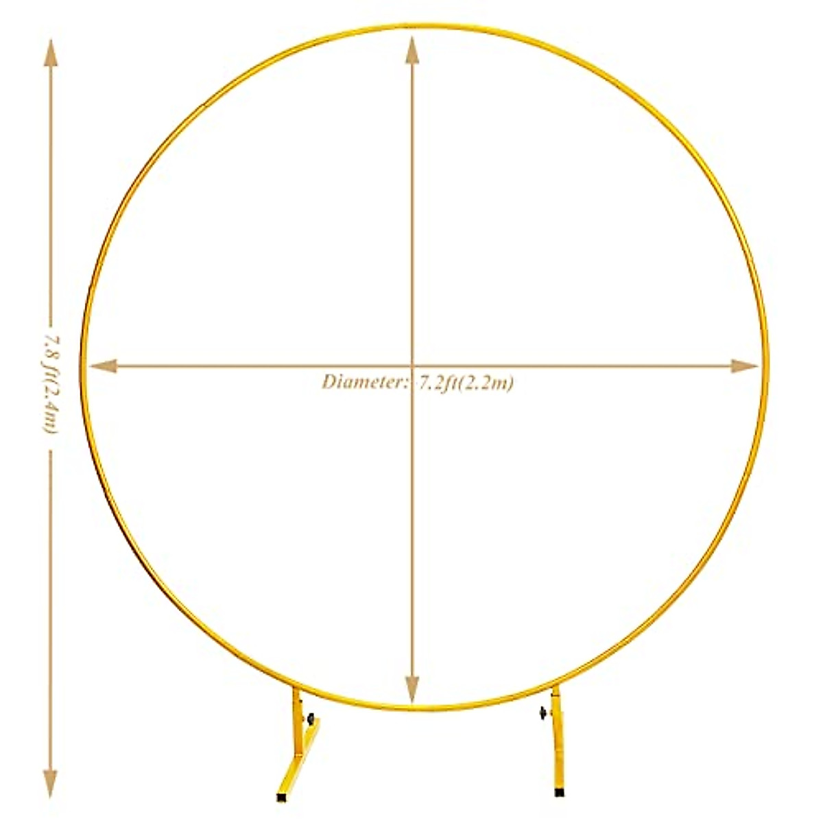 LANGXUN 7.2ft Large Size Golde Metal Round Balloon Arch kit, for Birthday Party Decoration, Wedding Decoration, Graduation and Baby Shower Photo Background, Christmas Decorations