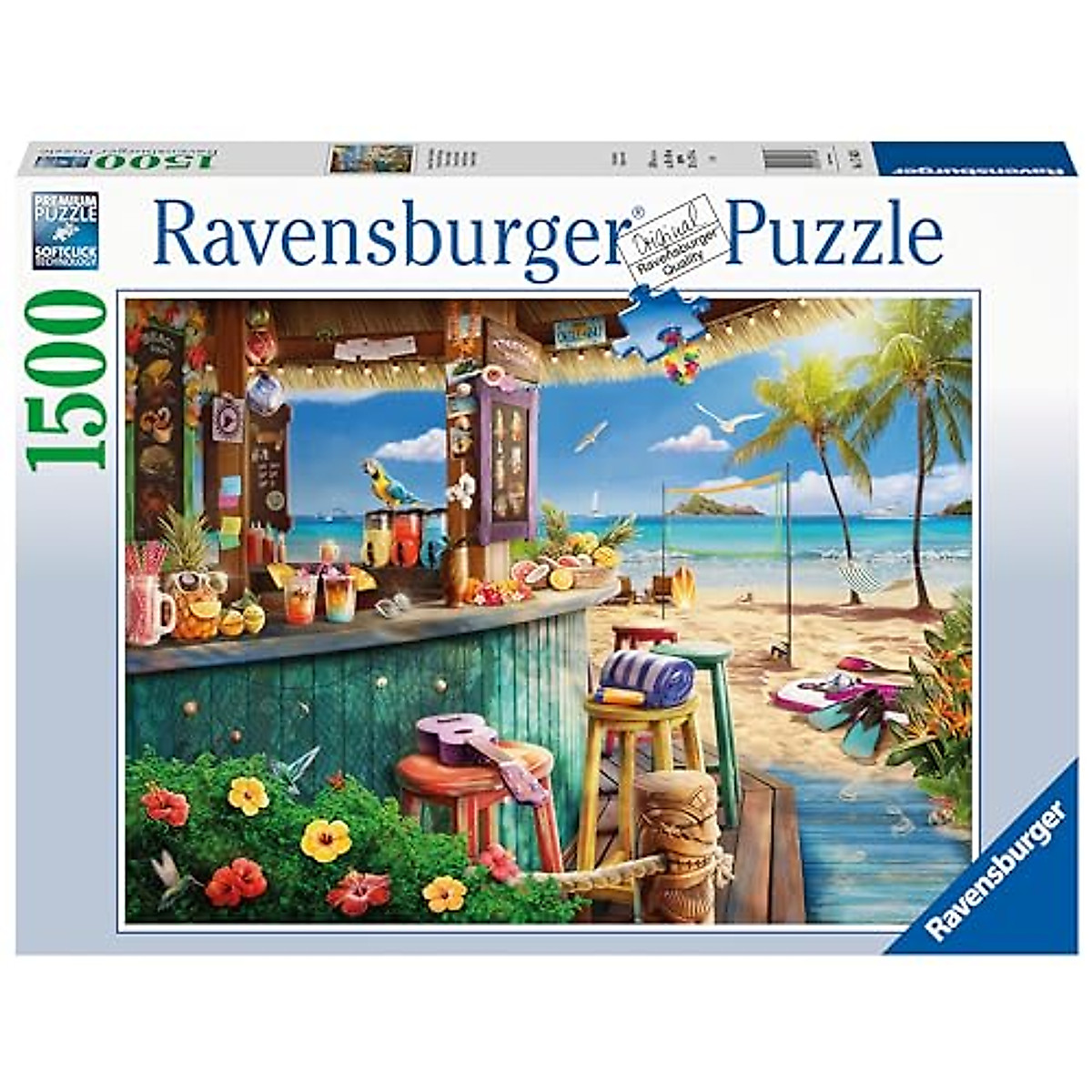 Ravensburger Beach Bar Breezes 1500 Piece Jigsaw Puzzle for Adults | Unique and Relaxing Activity | Premium Quality | Sustainable Materials | Ideal for Family Fun Time