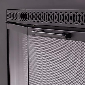 Pleasant Hearth Gavin Medium Black Fireplace Glass Door Screen