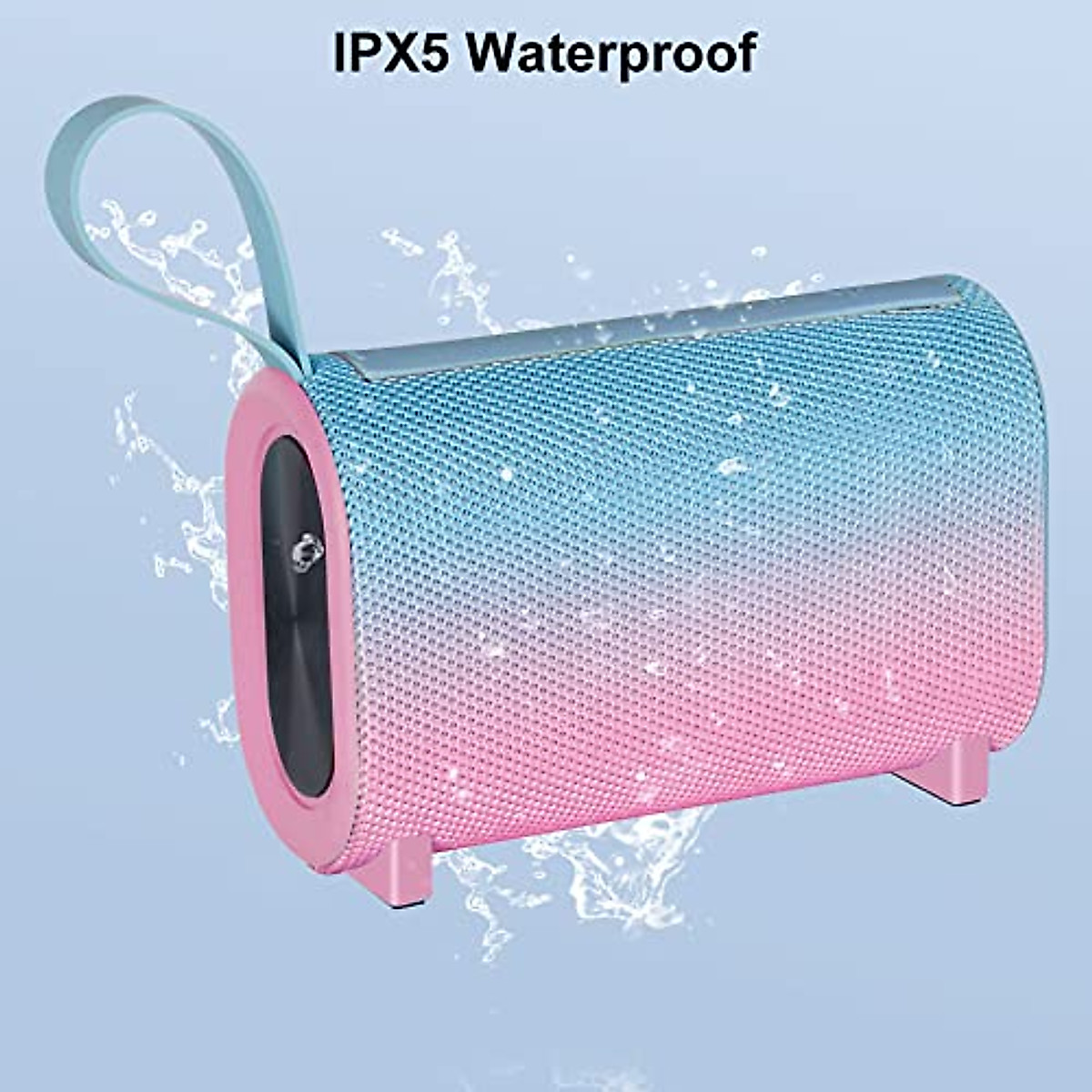 Portable Bluetooth Speaker, IPX5 Waterproof Wireless Speaker, Outdoor Speakers, Dual Pairing, Stereo Sound, Active Extra Bass, 49FT Bluetooth Range, 360Mins Playtime for Home,Party,Gifts(Blue&Pink)