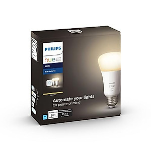 Philips Hue 2-Pack White A19 Dimmable Smart Bulb Starter Kit with Hub (Voice Compatible with Amazon Alexa, Apple Homekit and Google Home), 9.5W