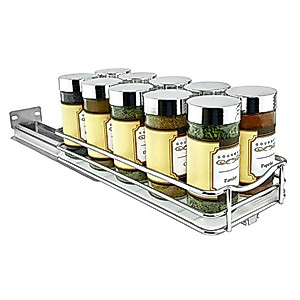 LYNK PROFESSIONAL® Pull Out Spice Rack Organizer for Cabinet - Lifetime Limited Warranty - Slide Out Rack - 4-1/4 inch Wide Sliding Spice Organizer Shelf - Chrome
