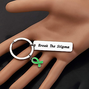 Gzrlyf Mental Health Awareness Keychain Break The Stigma Inspirational Gifts Green Awareness Support (break the stigma)