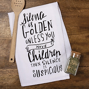 Primitives by Kathy LOL Cotton Dish Towel, Silence is Golden Small