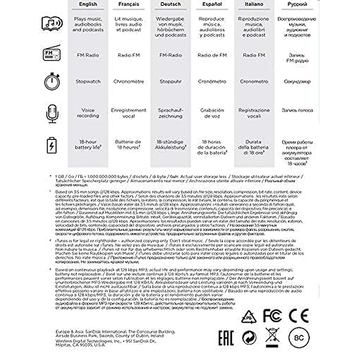 SanDisk 16GB Clip Sport Go MP3 Player, Blue - LED Screen and FM Radio - SDMX30-016G-G46B (Renewed)