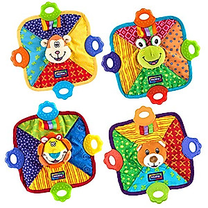 Nuby Teething Blankie Characters May Vary, Red/Yellow/Green/Orange/Blue, 1 Count