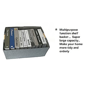 FUULOXE Storage Bin for Shelves Rectangle Closet Baskets Foldable Toy Box with Handles and Sturdy Cardboard for Nursery Home Office Car Dormroom(Grey)