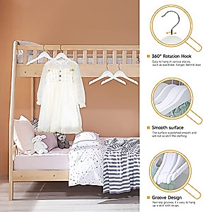 Nature Smile 20 Pack 14 Inches Juniors Preteen Older Children Wooden Clothes Hangers Wood Dress Shirt Hanger Coat Jacket Hangers with Notches and 360° Swivel Anti-Rust Chrome Hook (White)