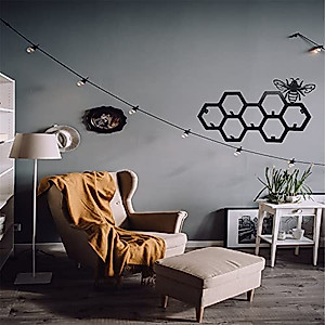 Bee Coat Rack Wall Mounted, Bee Decor, Bee with Honeycomb Metal Art Wall Decor, Bee Key Rack Beehive Wall Rack for Hanging Hats Keys Towels Jewelry Necklace and More, 16.5 x 8.9 x 1.37 Inches