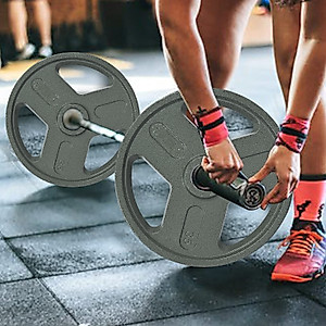 Multiple Olympic 35LB Weight Plates, Bumper Plates Barbell Weights with 2 Inch Grip for Strength Training Weightlifting Weight Loss Home Gym Equipment (3-hole 35lb green)