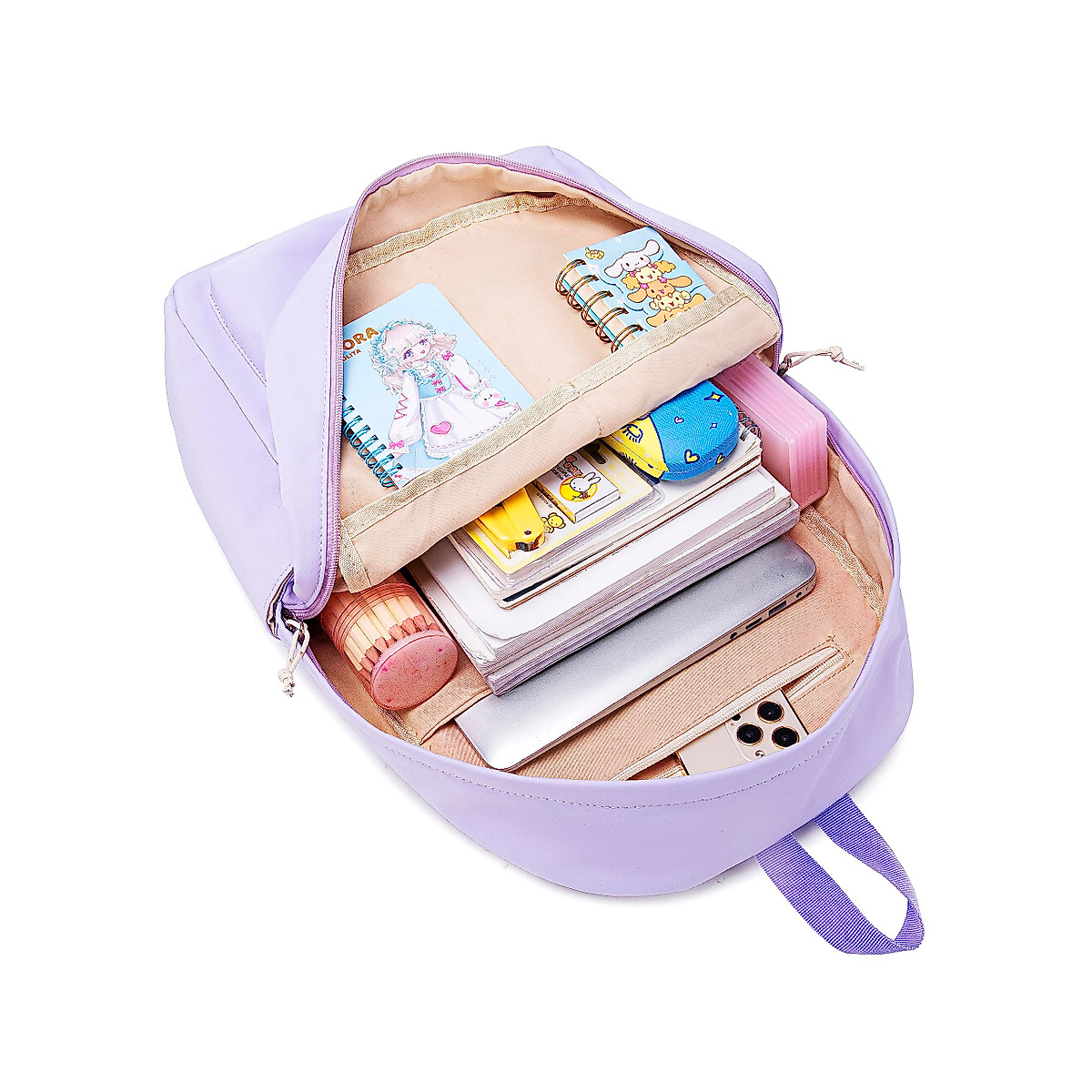 Bluboon School Backpack Set Girls Womens Laptop Bookbag Casual Daypack Fits 15 inch Laptop with Lunch Tote Bag and Pencil Bag(Purple-3 set)