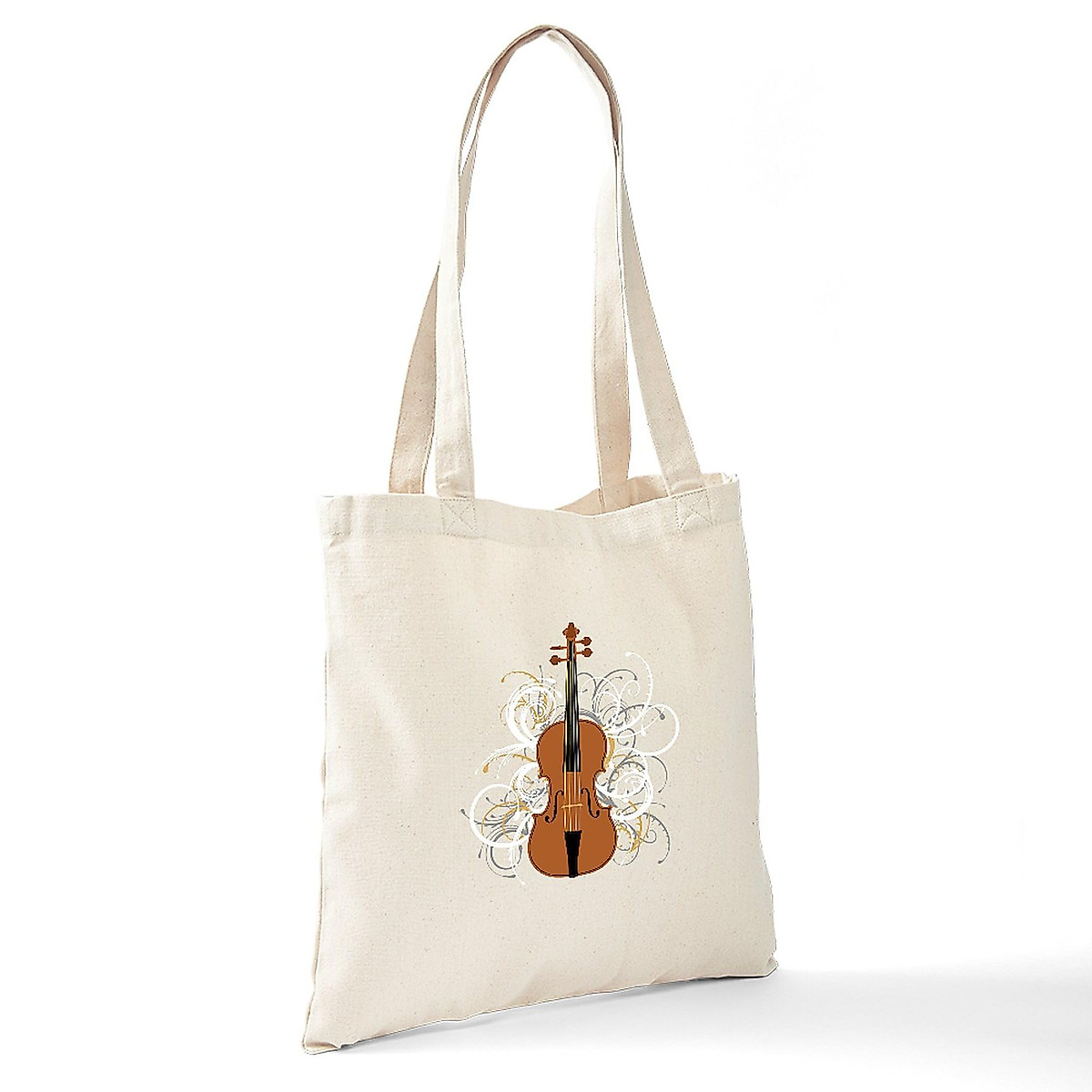 CafePress Violin Swirls (For Dark Colours) Tote Bag Canvas Tote Shopping Bag