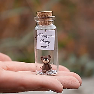 Kseniya Revta Cute Girlfriend and Boyfriend Gifts - Personalized Anniversary Present for Her Him - Custom Birthday Gift Idea for Women Men (Brown Bear - I Love You Beary Much, Gift Bottle)