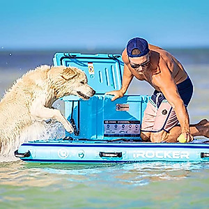 iROCKER 45L Roto-Molded Hard Cooler, Heavy Duty Ice Box Equipped with Quick Drain Water Release Valve, 26" x W 15" x H 16", Cooler Gray