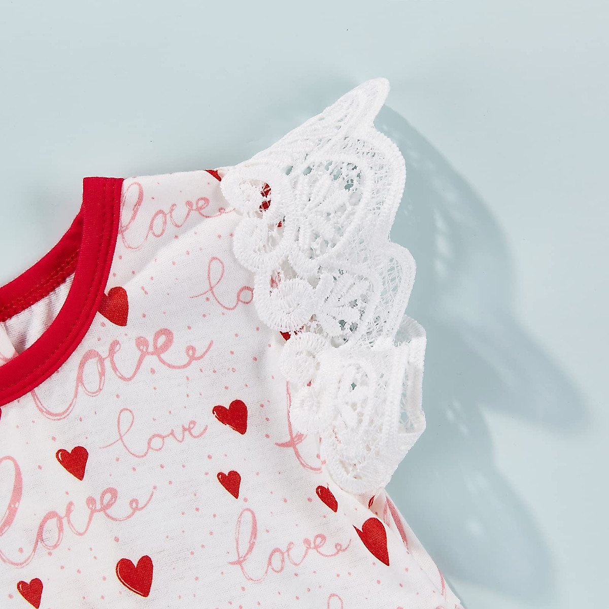 My First Valentine's Day Outfit Letters and Heart Printed Pattern Romper Set for Baby Boys Girls (White E, 18-24 Months)