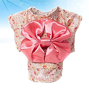 1pc Japanese Kimono with Small Flowers Printing Outfit Costumes for Pets Dogs Puppy (Pink XS)