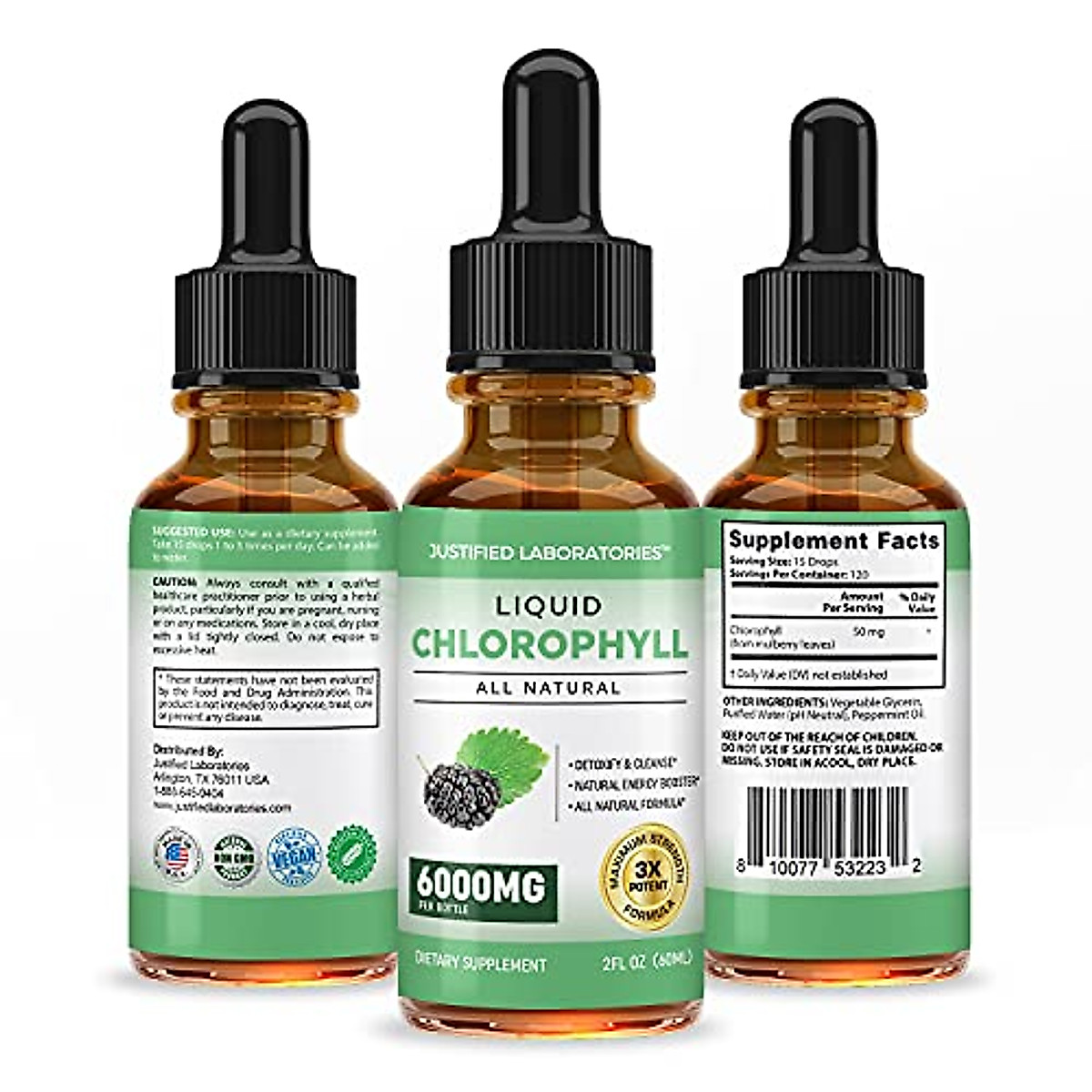 (5 Pack) Liquid Chlorophyll Drops Maximum Strength 6000MG Concentrate Packed Antioxidants Minerals and Vitamins 120 Servings Per Bottle