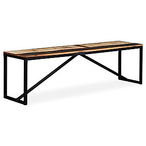 vidaXL Dining Room Bench - Casual Seating - Modern Industrial-Style Indoor Bench Entryway Hallway Table Benches, 63"x13.8"x17.7", Metal Frame, for Kitchen, Dining Room, Living Room