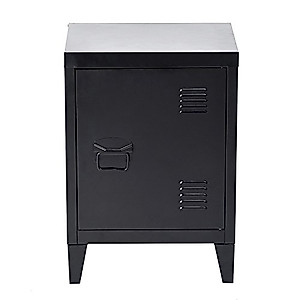 FurnitureR Industrial Metal Storage Cabinet with 1 Door Magnetic Adjustable Shelf File Organizer Home Office Nightstand Sofa Side Table,Size:15.9'' x 12'' x 22.6'' (Black)