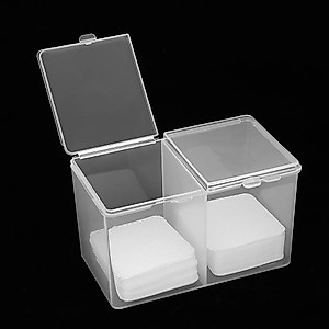 Cotton Pads Container, 2 Grids Cotton Pads Swabs Holder Organizer Multi-Functional Nail Polish Glitter Powder Organizer Storage Box Partition Design Dispenser Box